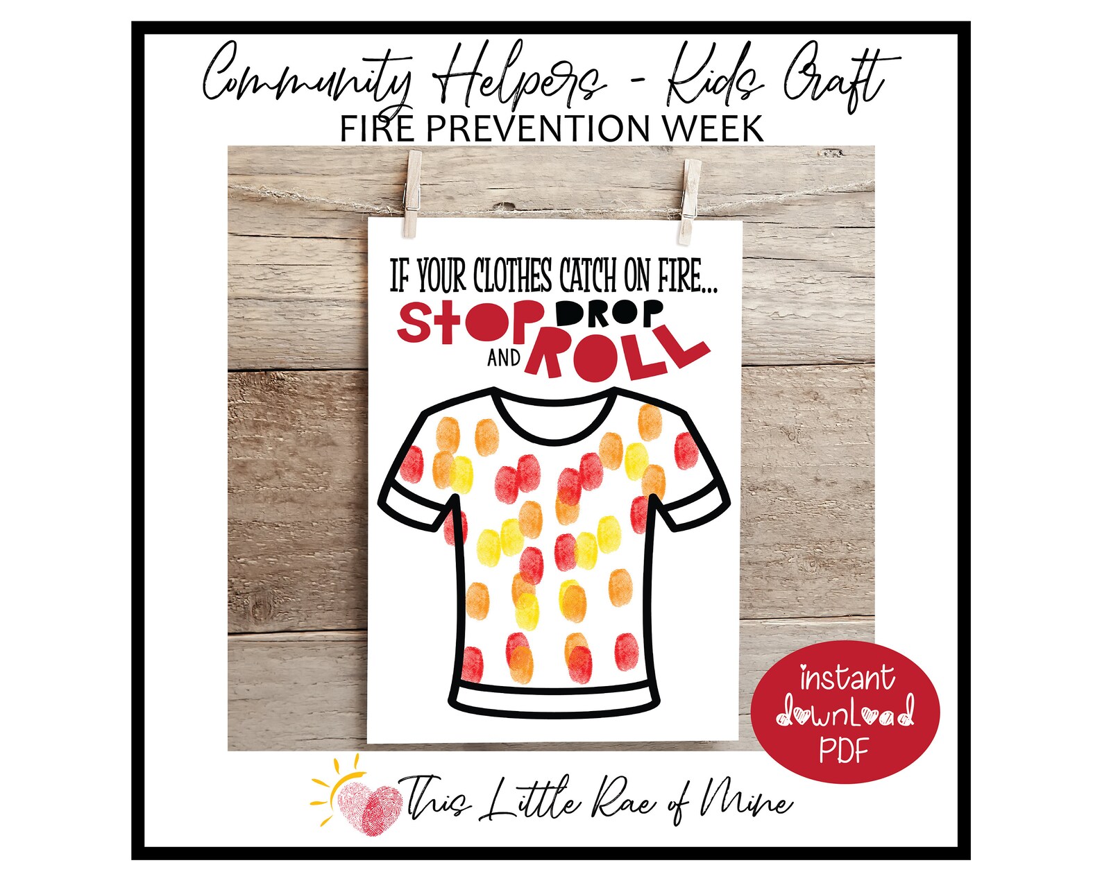 Stop Drop Roll Fingerprint Fire Fire Safety Prevention Week October ...