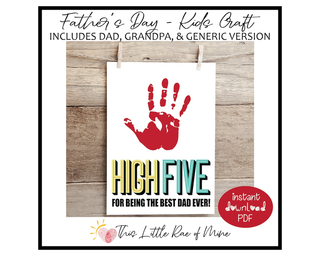 High Five - Best Ever - Dad - Grandpa - Father's Day - Printable ...