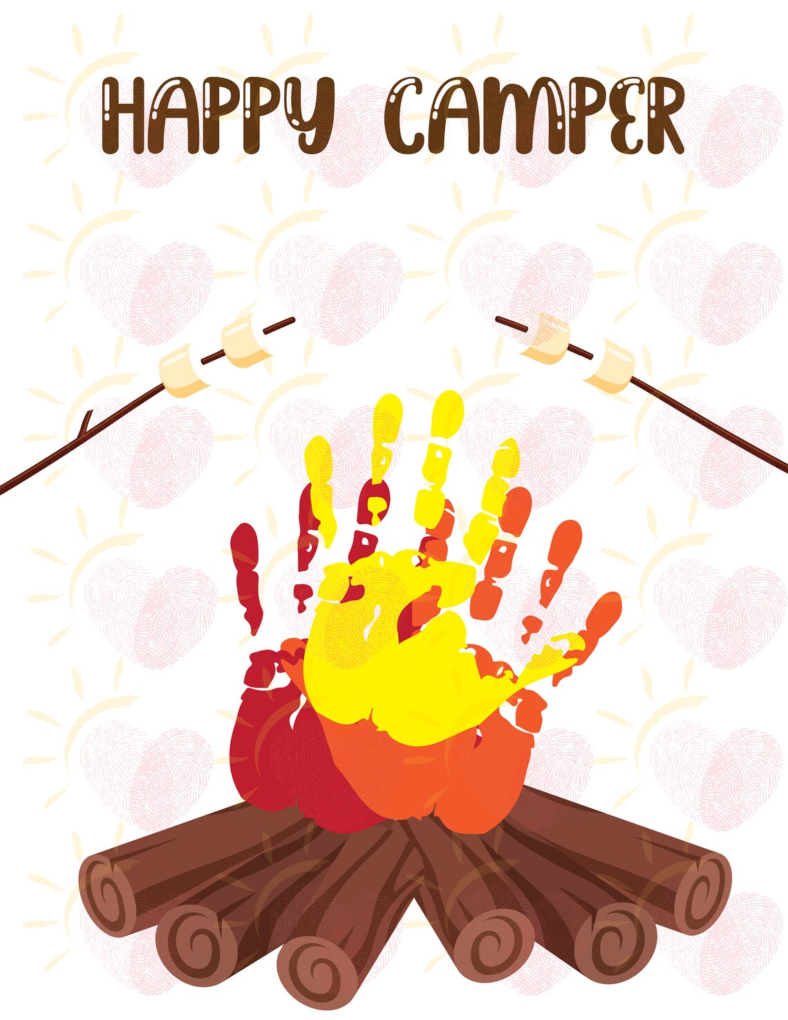 Happy Camper Camping Campfire Summer Handprint Art | Etsy