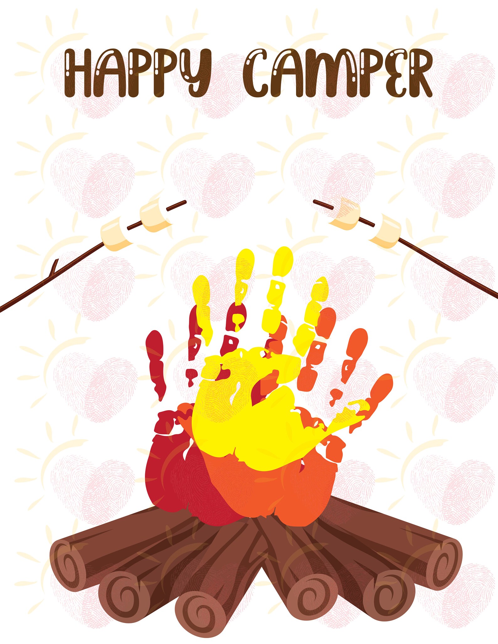 Happy Camper Camping Campfire Summer Handprint Art | Etsy