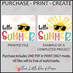 Hello Summer - Sun - Fingerprint Art - Printable - Summer - Keepsake ...