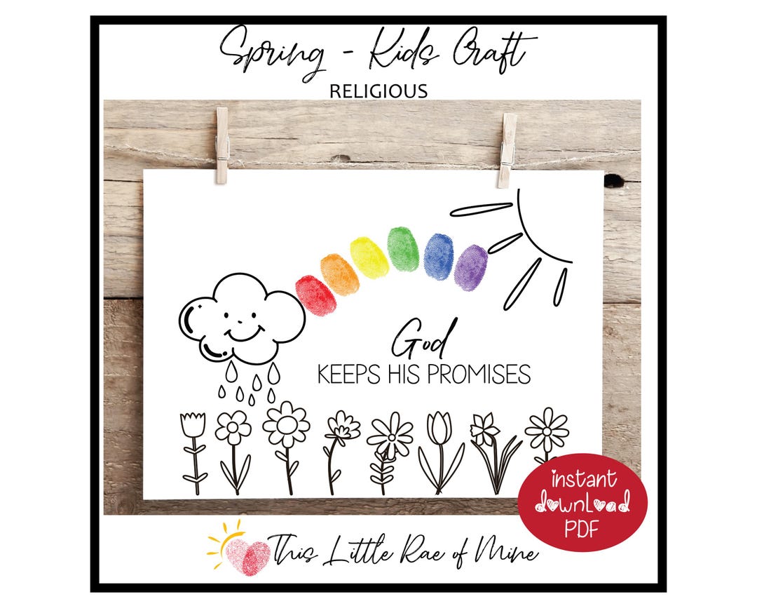 God Keeps His Promises - Rainbow - Fingerprint Art - Spring - Keepsake ...