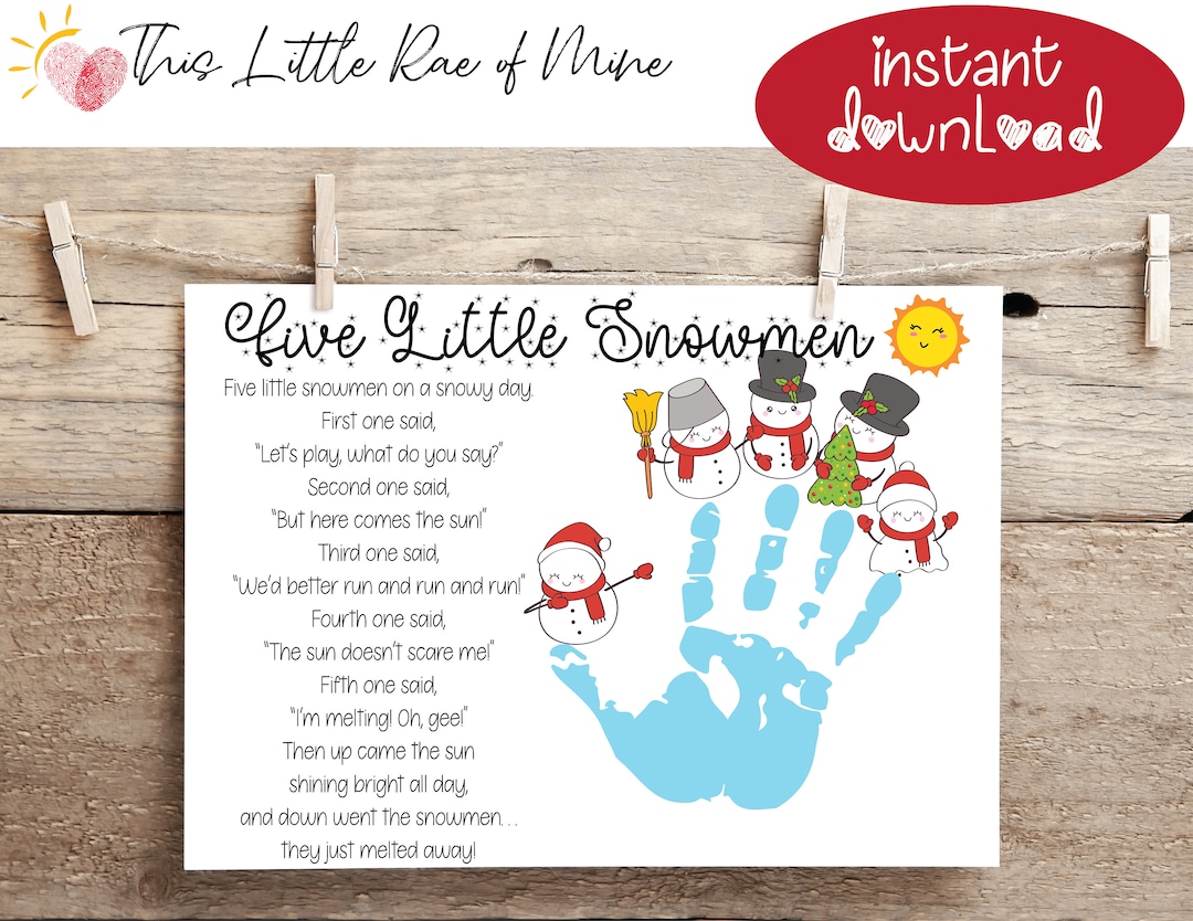 Five Little Snowmen Christmas Snow Day Poem Handprint - Etsy