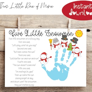 Five Little Snowmen Christmas Snow Day Poem Handprint - Etsy