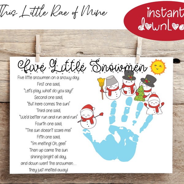 Snowman Handprint Art - Etsy