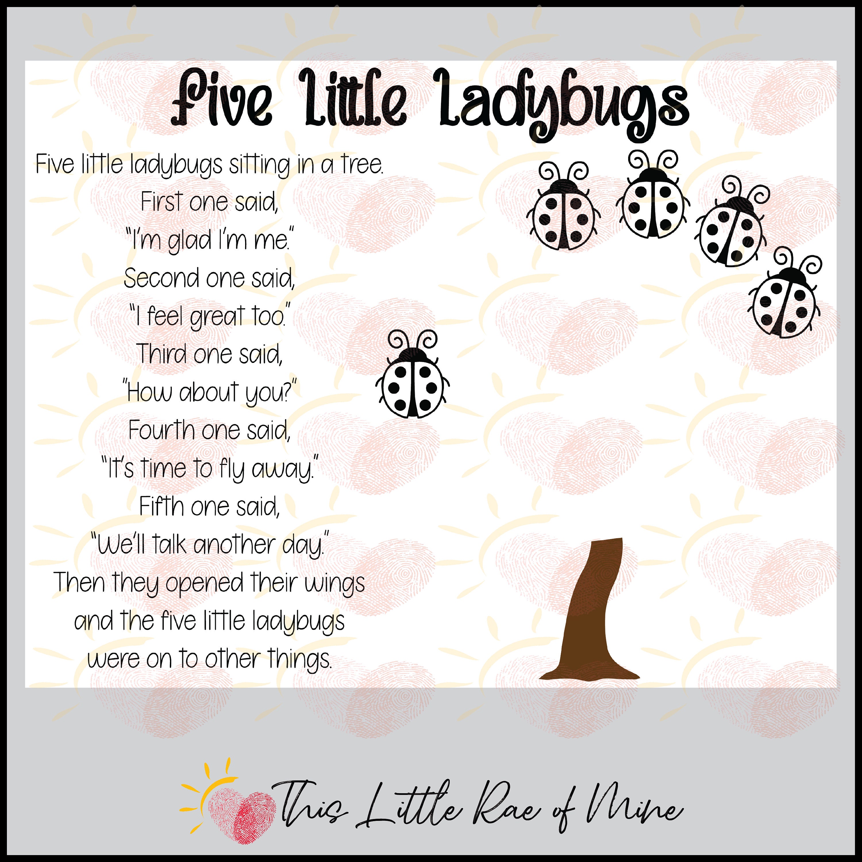 Five Little Ladybugs Spring Poem Handprint Art - Etsy