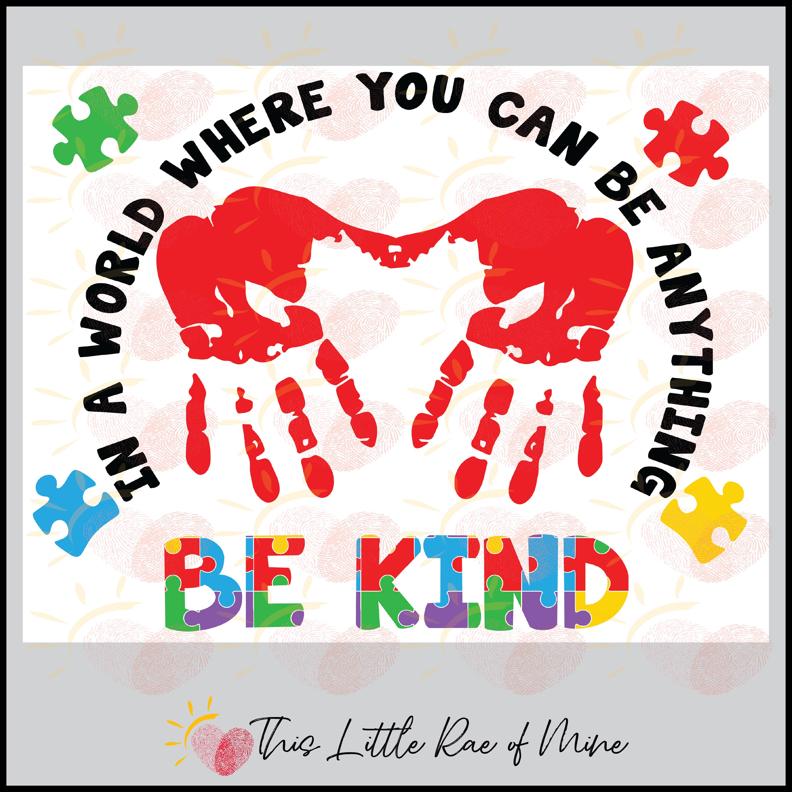 Be Kind - Autism - Handprint Art - Keepsake - Printable - Puzzle Piece ...
