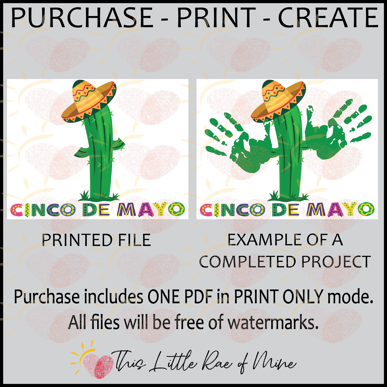 Cinco De Mayo May 5th Fifth of May Cactus Mexico Handprint Art ...