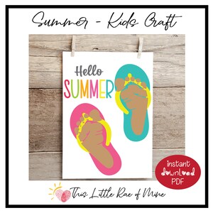 Hello Summer - Flip Flops - Footprint Art - Printable - Summer ...