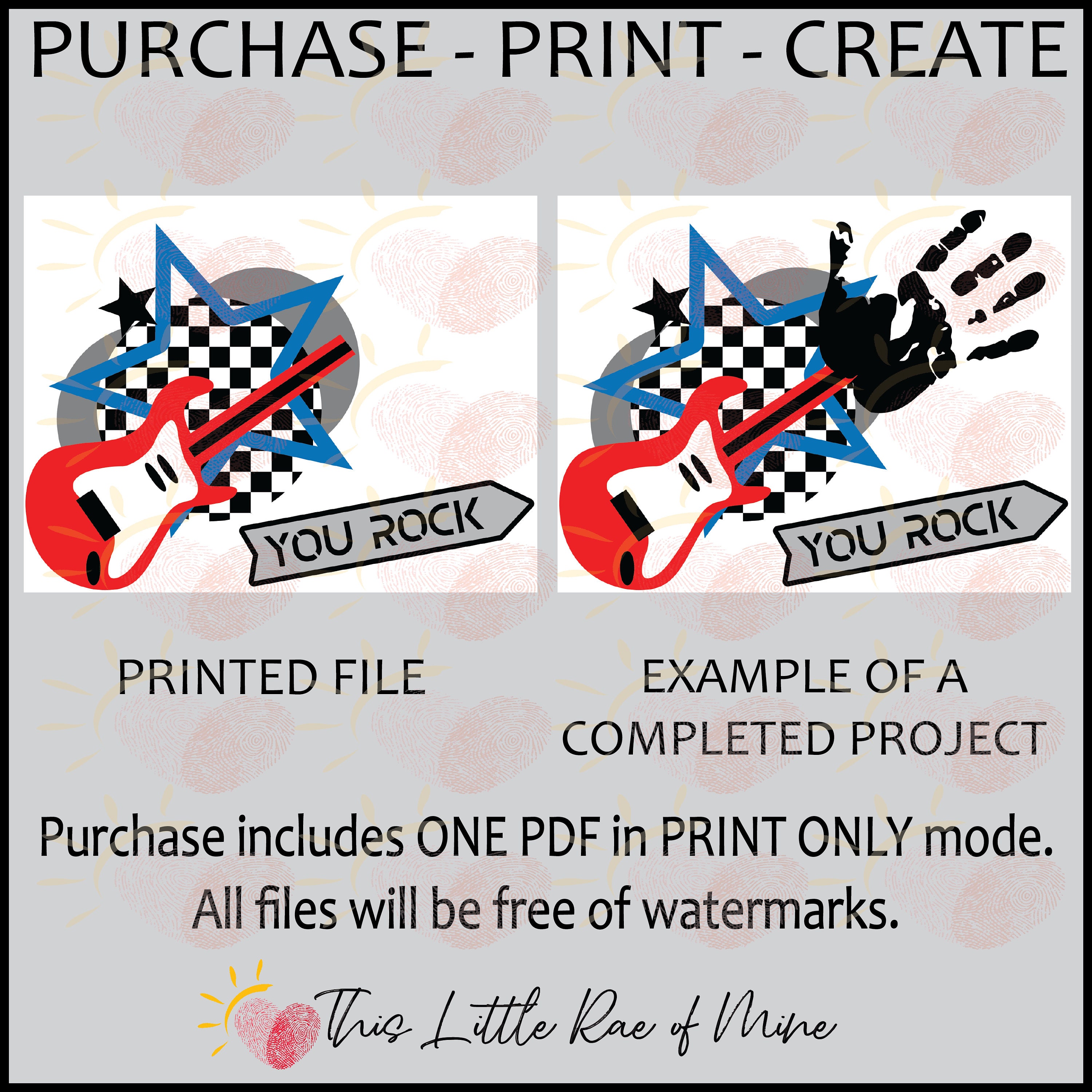You Rock - Guitar - Father's Day - Birthday - Printable - Handprint Art ...