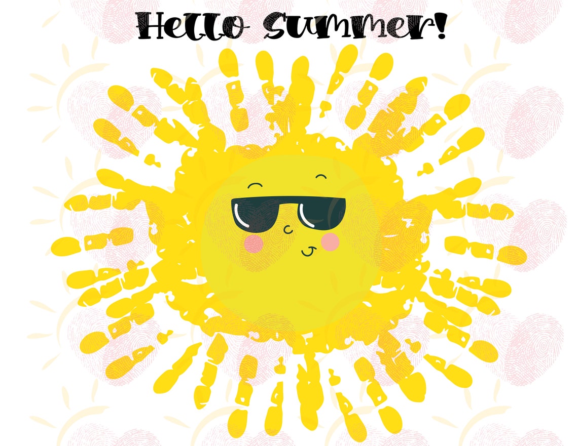 Hello Summer Sun Sun Rays Handprint Art Summer Fun - Etsy