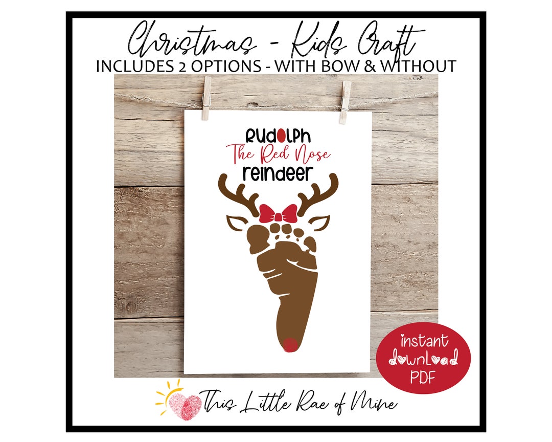 Rudolph - Red Nose - Footprint - Merry Christmas - Handprint Art ...