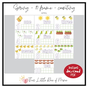 Spring - 10 Frame - Play Dough - Counting Mat - Printable - Math ...