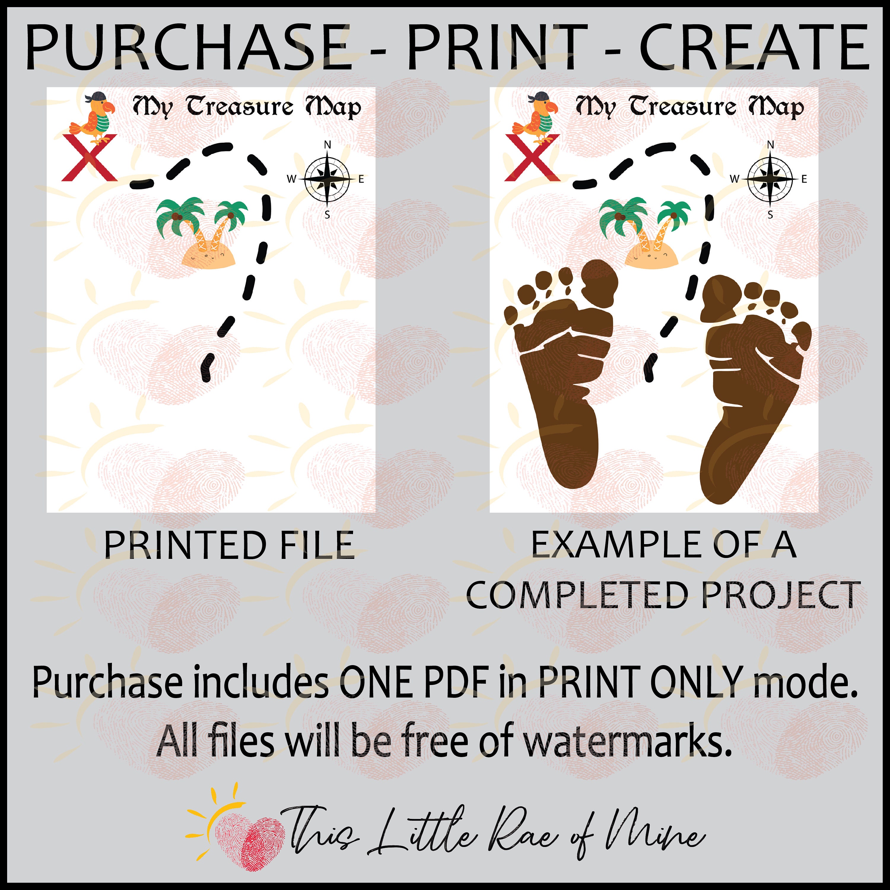 Treasure Map Treasure Hunt Pirate Summer Footprint Art - Etsy