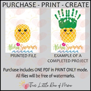 Aloha Summer - Hawaiian - Pineapple - Summer Fun - Handprint Art ...