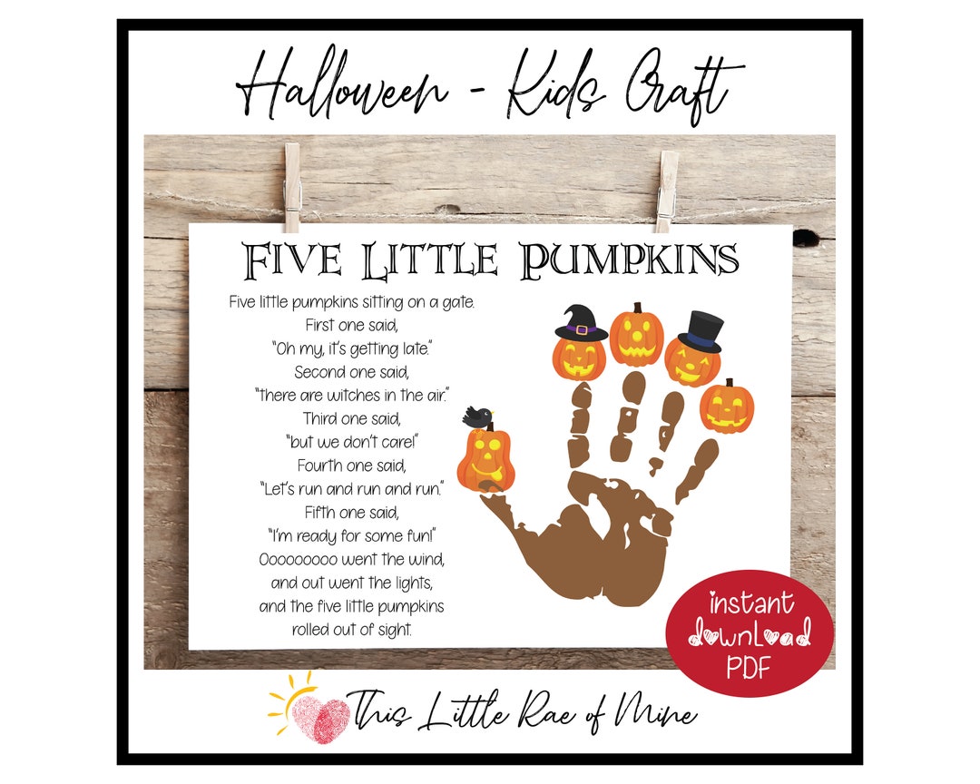 Five Little Pumpkins - Jack-o-lantern - Halloween - Poem - Handprint ...