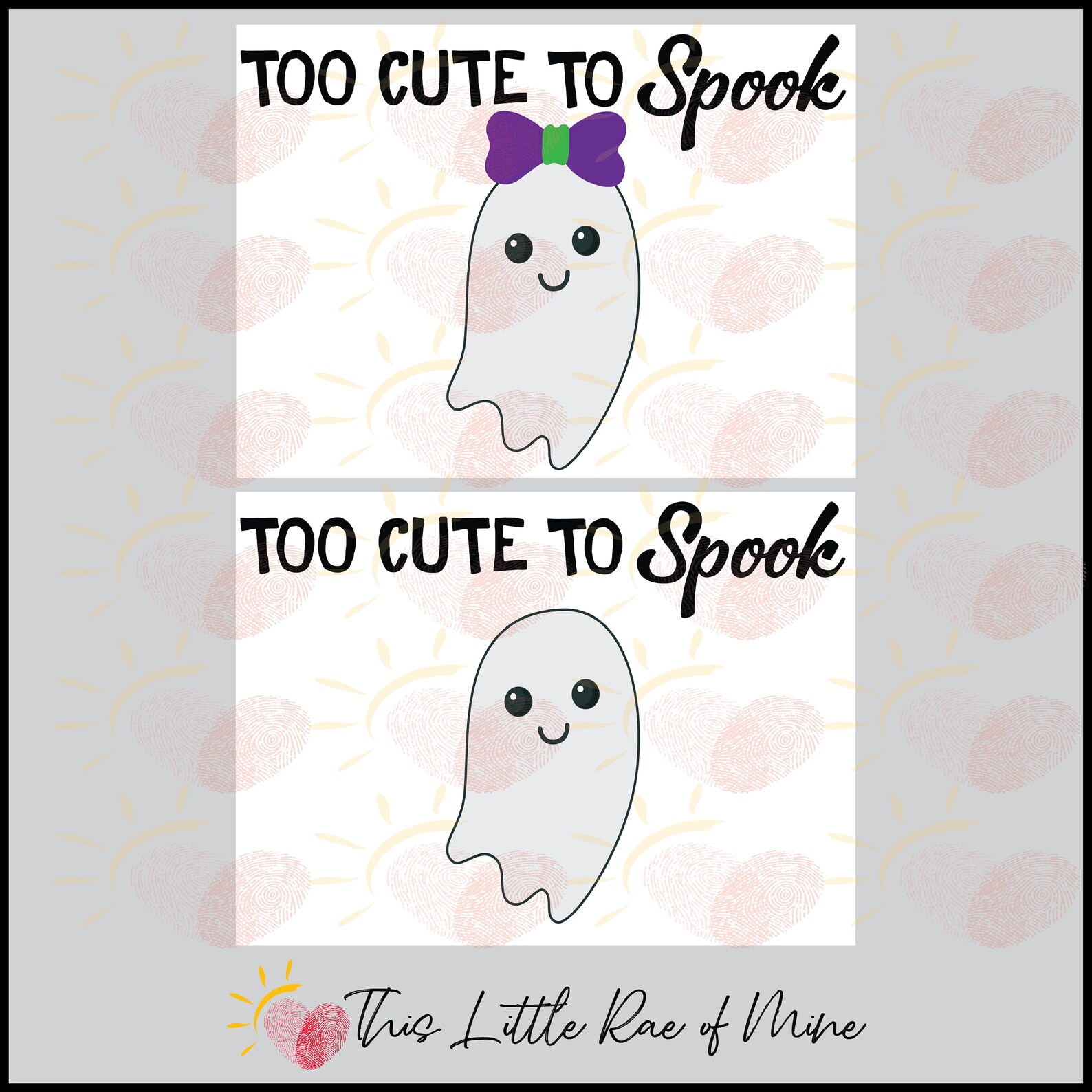 Too Cute to Spook - Ghost - Boy Girl - Halloween - October - Handprint ...