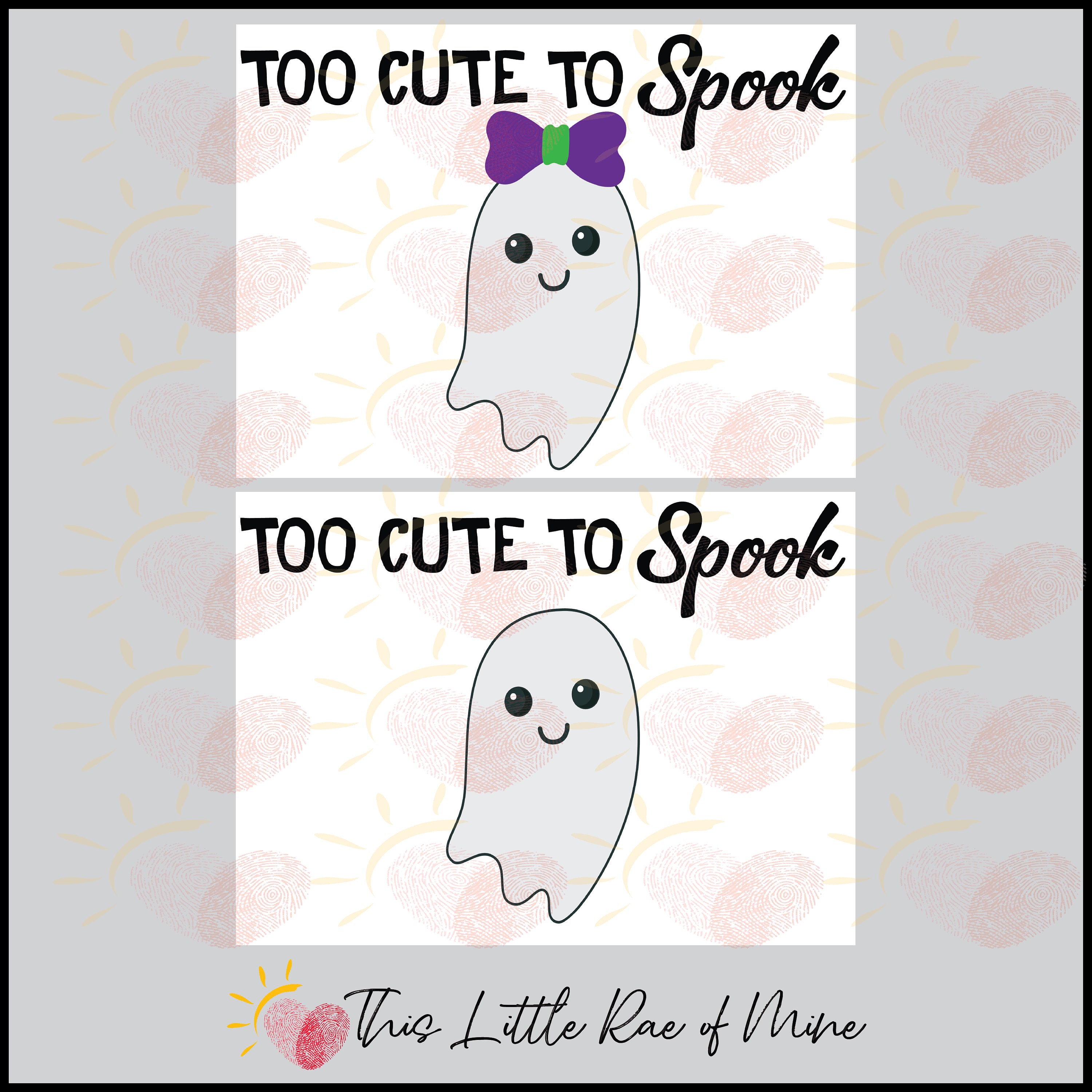 Too Cute to Spook - Ghost - Boy Girl - Halloween - October - Handprint ...