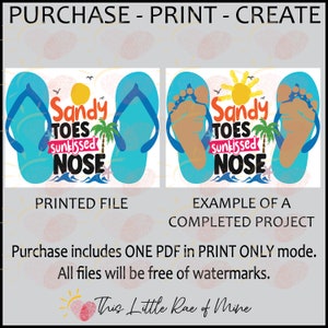 Sandy Toes - Sunkissed Nose - Beach - Sand - Footprint Art - Printable ...