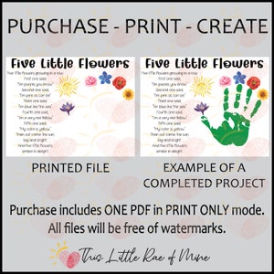 Five Little Flowers - Spring - Poem - Handprint Art - Keepsake ...
