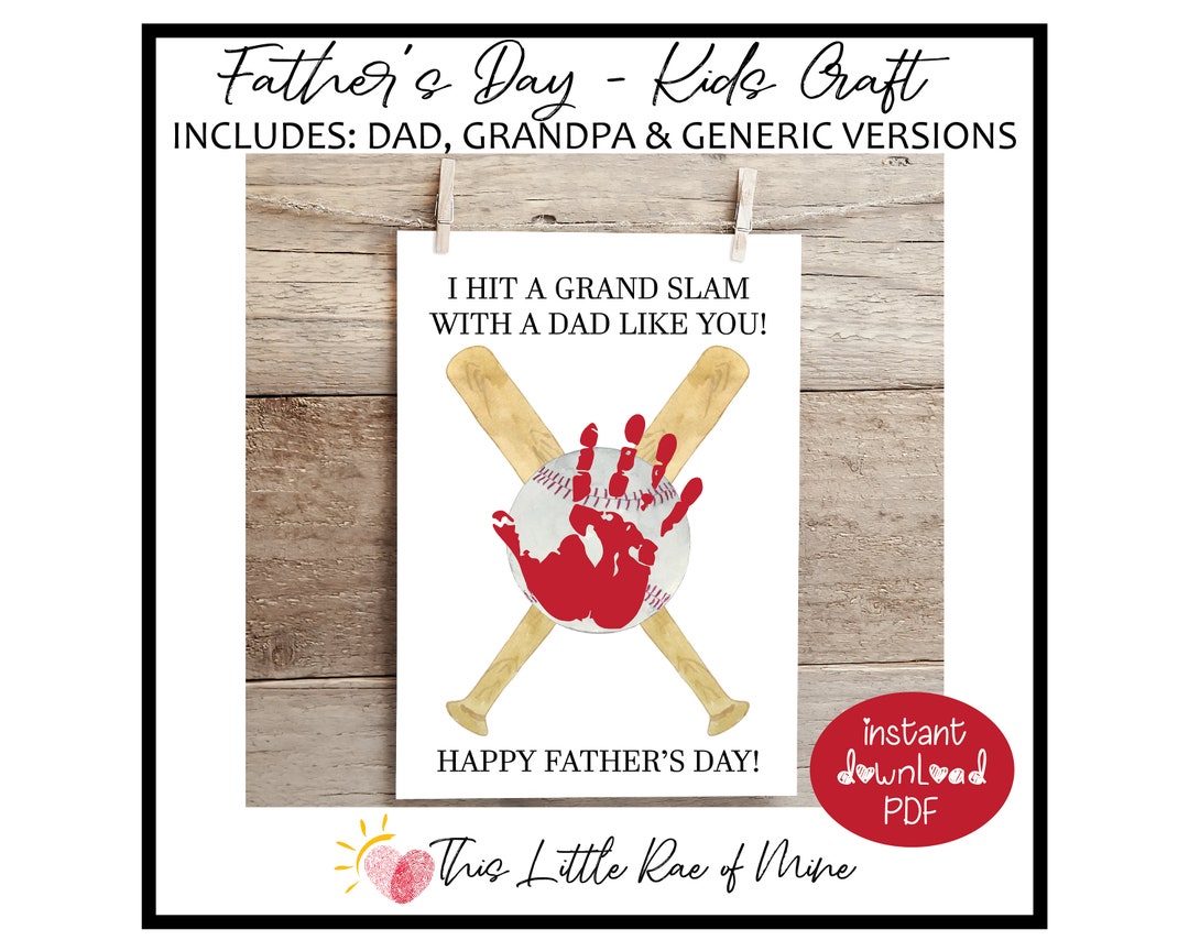 Grand Slam - Baseball - Father's Day - Printable - Handprint Art ...