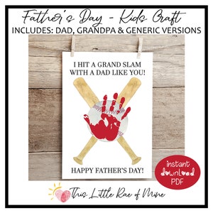 Grand Slam - Baseball - Father's Day - Printable - Handprint Art ...