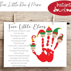 Five Little Elves Christmas Elf Shelf Poem Handprint - Etsy