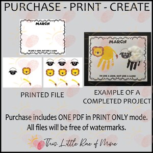 In Like a Lion - Out Like a Lamb - Handprint Art - Keepsake - Printable ...