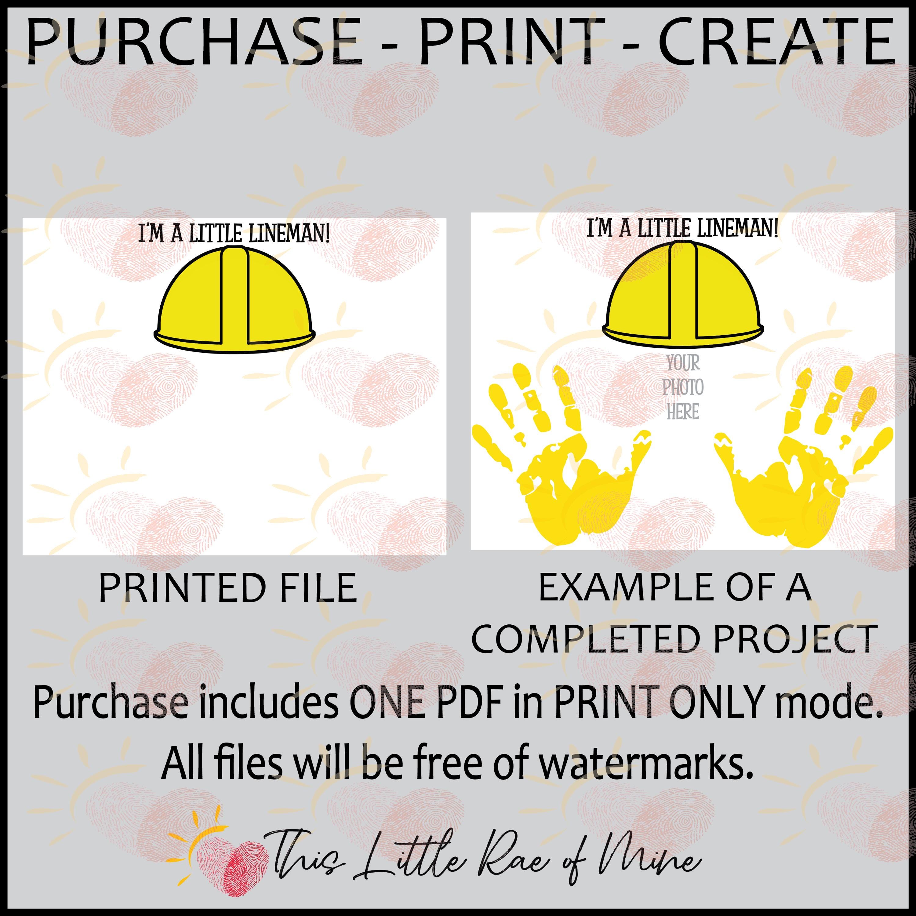 Lineman - Handprint Art - Photo - Keepsake - Printable - Kids Craft ...