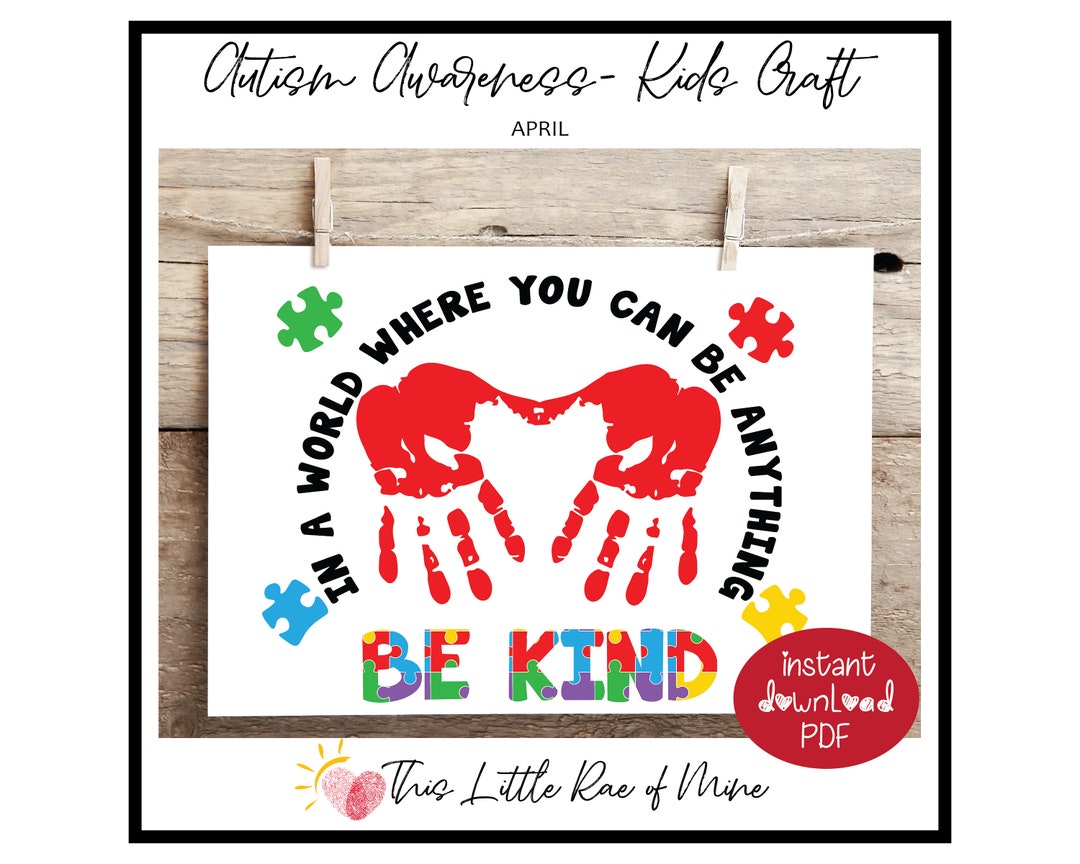 Be Kind - Autism - Handprint Art - Keepsake - Printable - Puzzle Piece ...
