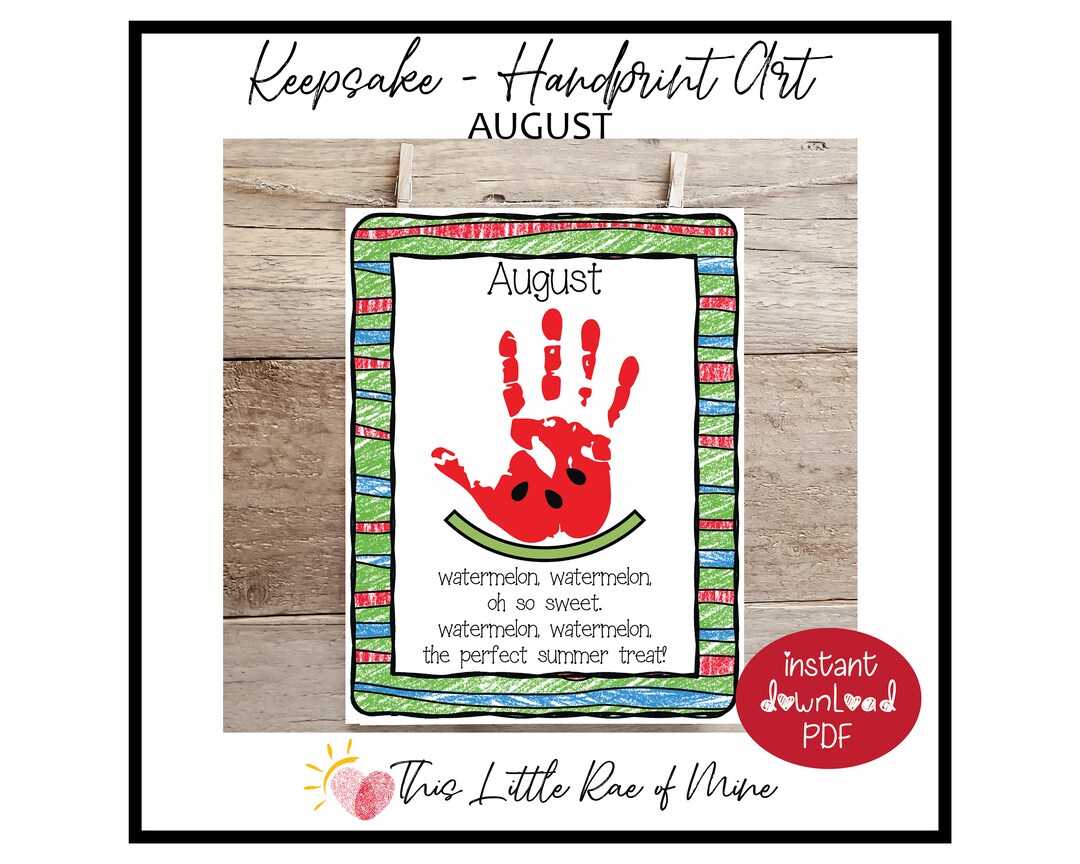 August - Watermelon Handprint Art Keepsake - Printable - DIY Kid Craft ...
