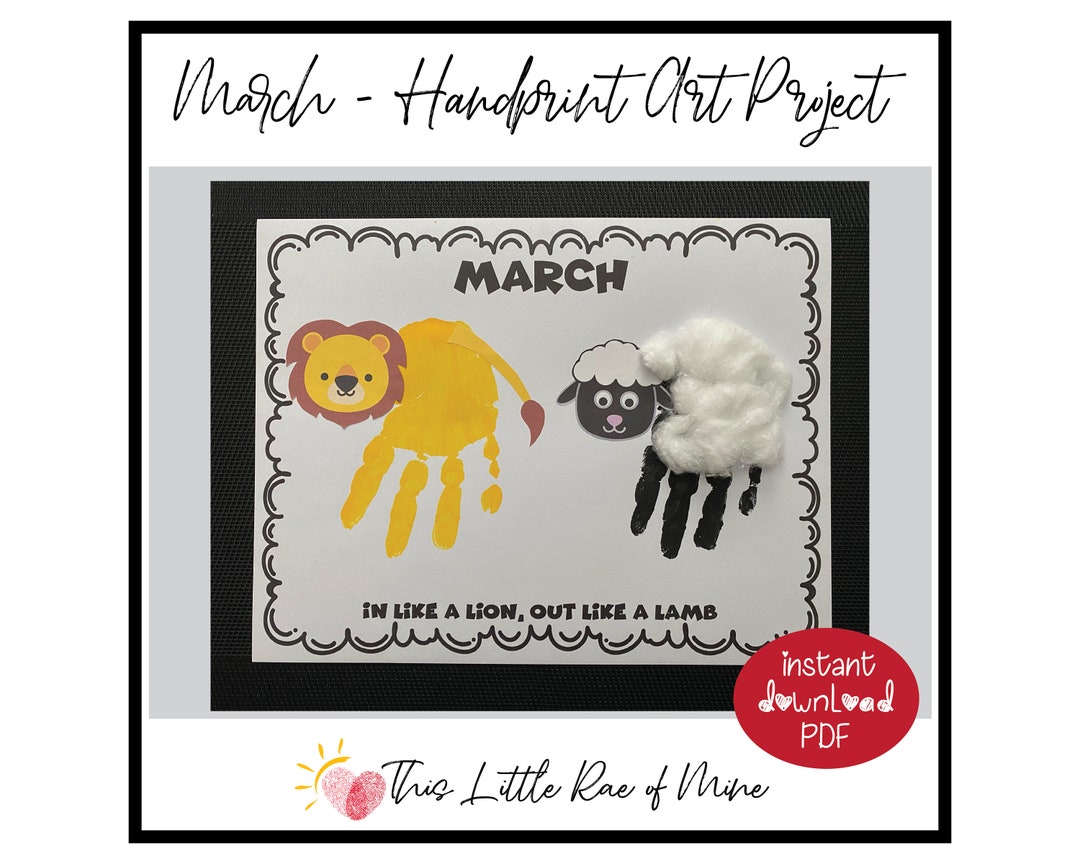 In Like a Lion - Out Like a Lamb - Handprint Art - Keepsake - Printable ...