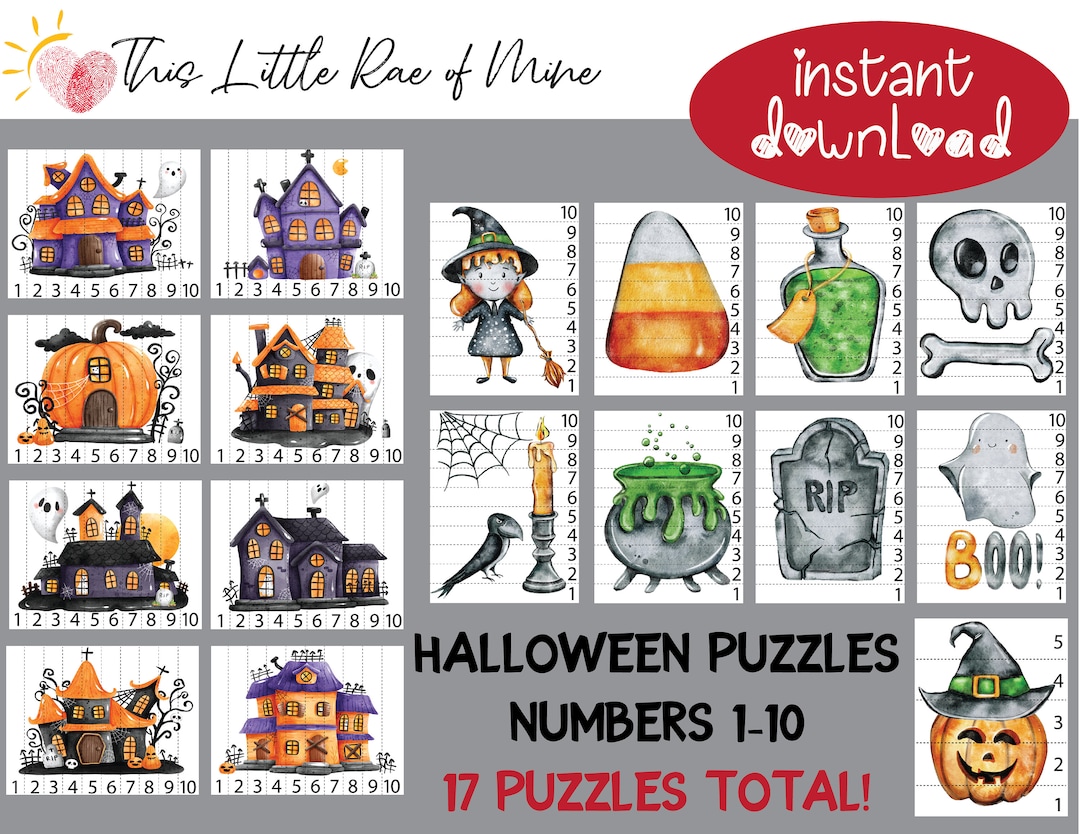 Halloween Number Sequence Puzzle - Printable - Autumn - Math - Toddler ...