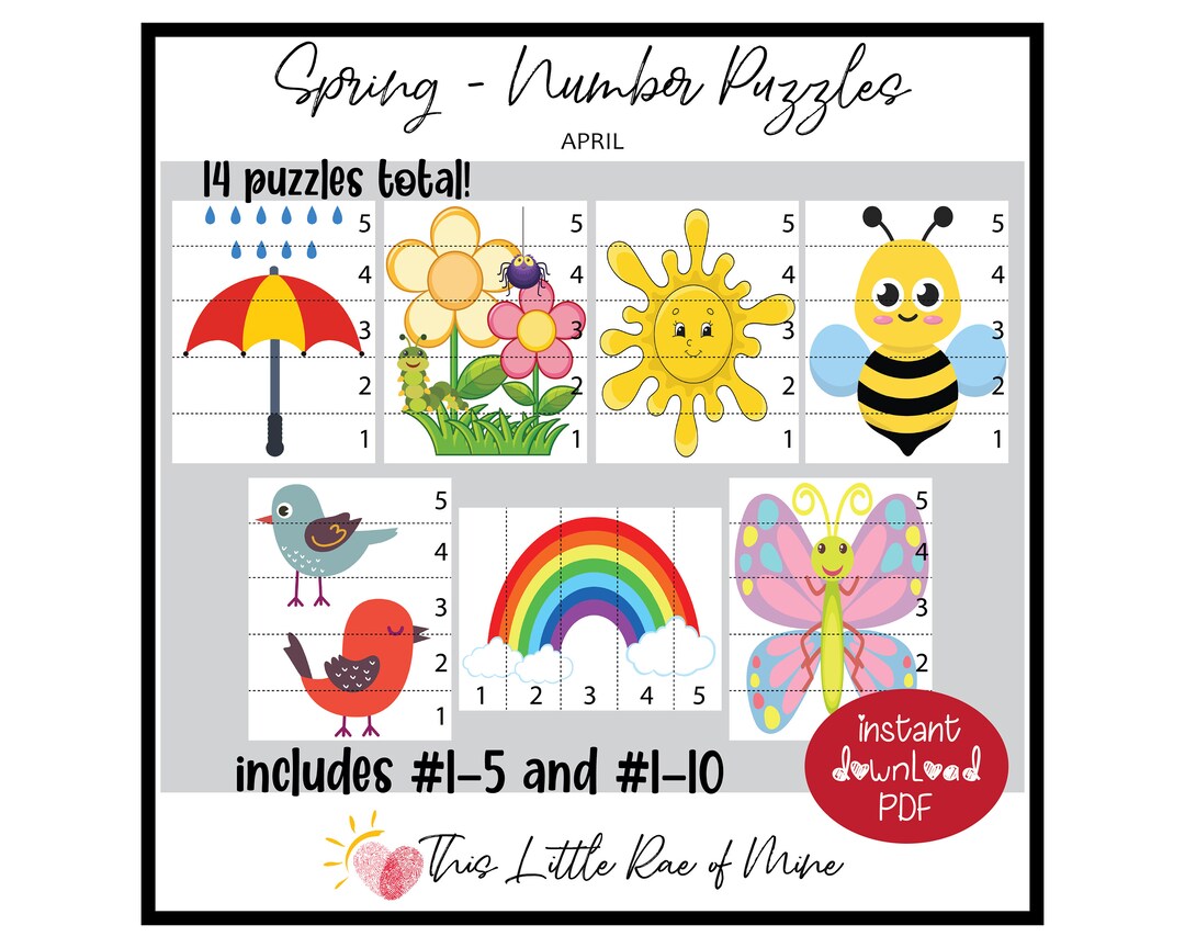 Spring Number Sequence Puzzle - Printable Number Activity - Math for ...