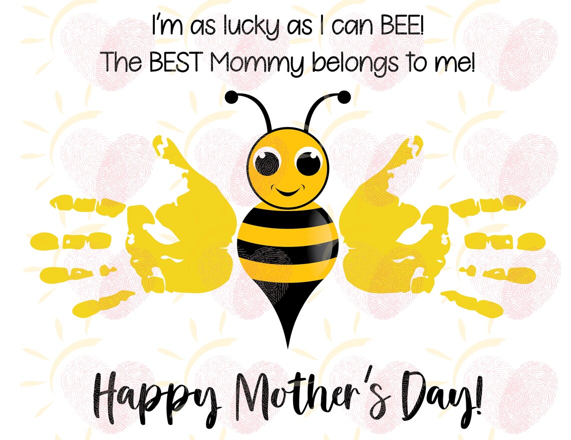 Lucky as Can Bee Mother's Day Handprint Art Gift | Etsy