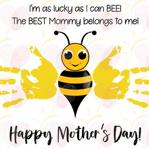 Lucky as Can Bee Mother's Day Handprint Art Gift | Etsy