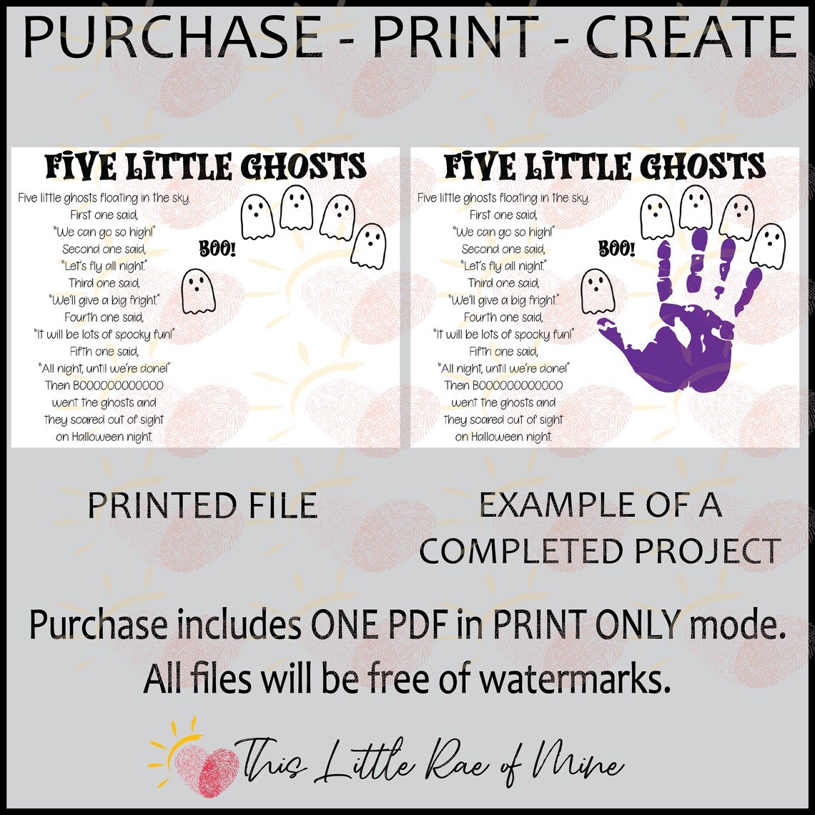 Five Little Ghosts - Halloween - Poem - Handprint Art - Keepsake ...