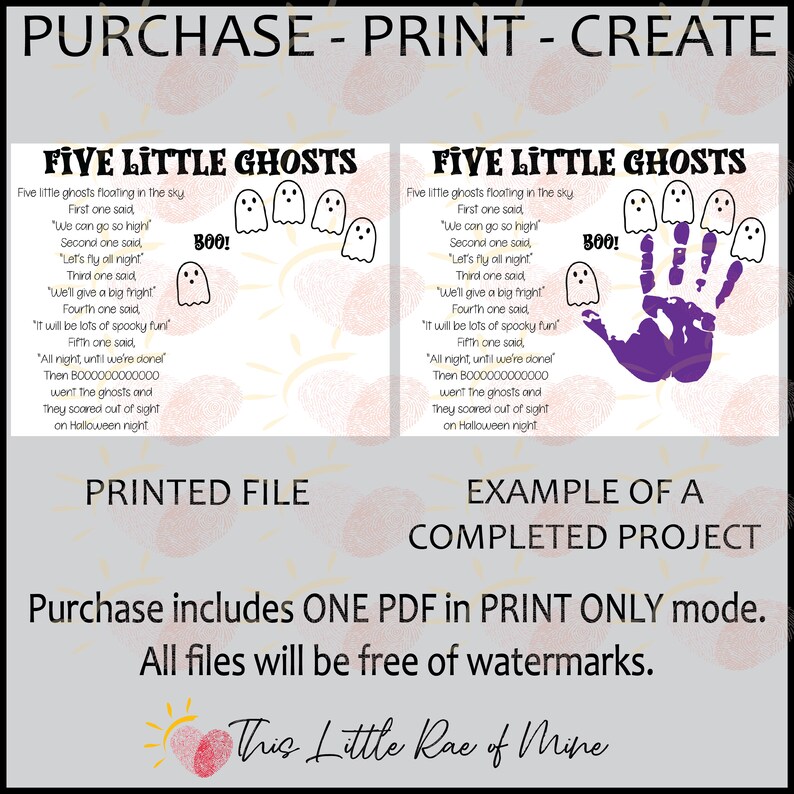 Five Little Ghosts - Halloween - Poem - Handprint Art - Keepsake ...