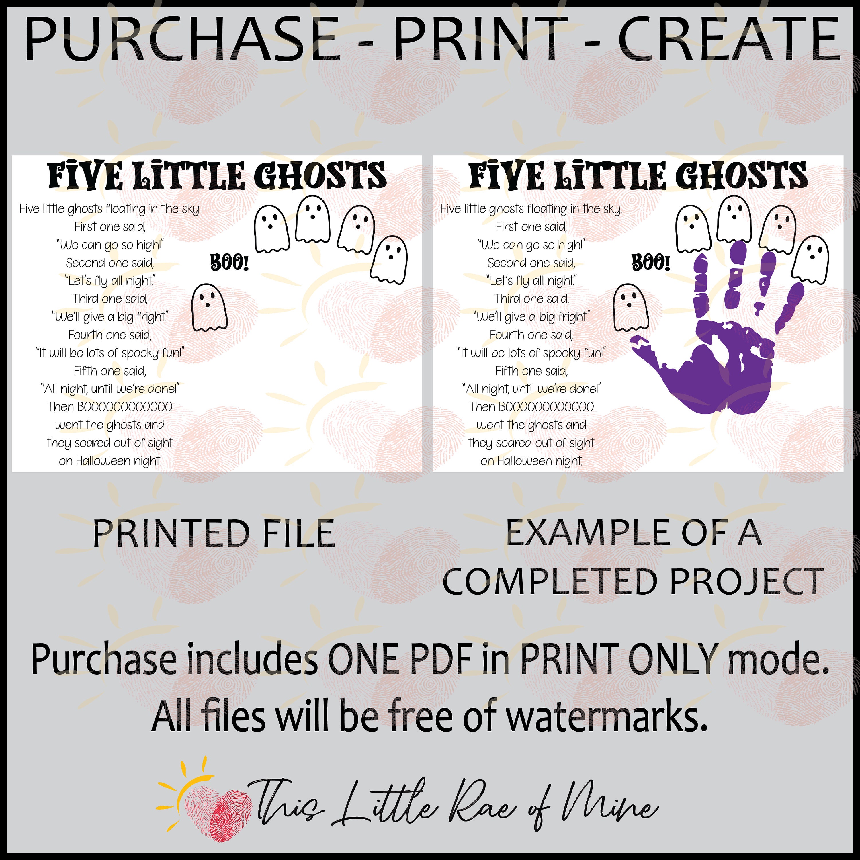 Five Little Ghosts - Halloween - Poem - Handprint Art - Keepsake ...