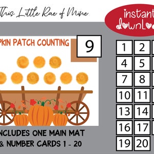 Pumpkin Patch - Counting Mat - Numbers 1-20 - Fall - Printable - Math ...