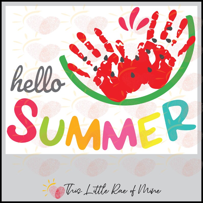 Hello Summer Watermelon Handprint Art Printable Summer - Etsy