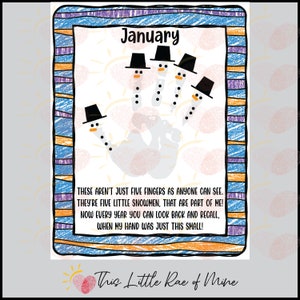 January Snowman - Handprint Art - Keepsake - Printable - DIY Kid Craft ...