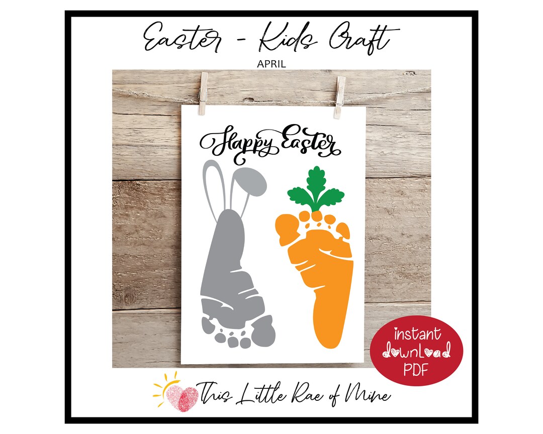 Happy Easter - Carrot - Bunny - Footprint Art - Handprint - Keepsake ...