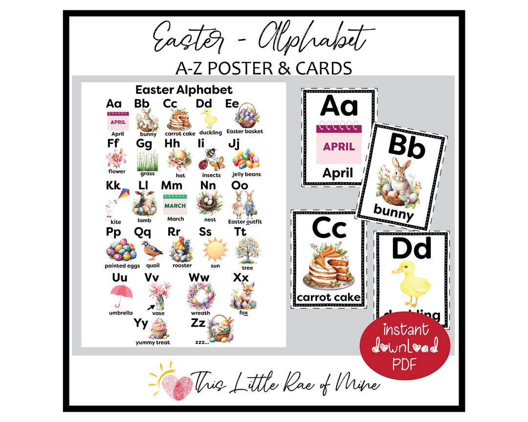 Easter - Abc's - Alphabet Poster and Cards - Printable Classroom Decor ...