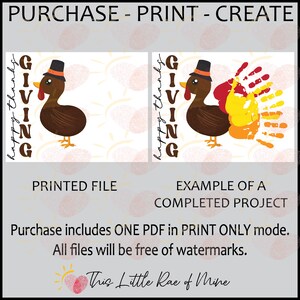 Happy Thanksgiving Turkey Feathers Handprint Art Keepsake Printable DIY ...