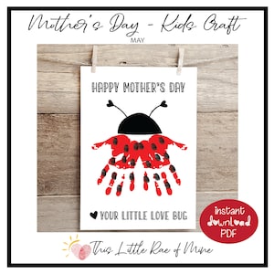 Love Bug - Mother's Day - Handprint Art - Gift - Printable - Handprint ...