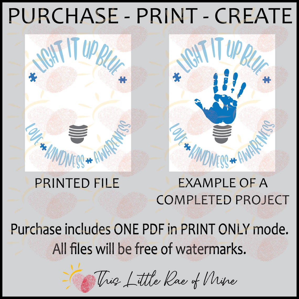 Light It up Blue - Autism - Lightbulb - Handprint Art - Keepsake ...