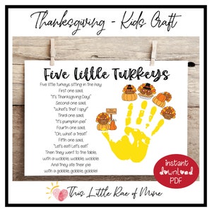 Five Little Turkeys - Thanksgiving - Pumpkin Pie - Poem - Handprint Art ...