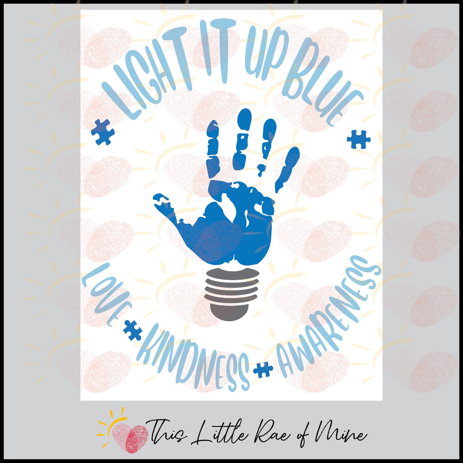 Light It up Blue - Autism - Lightbulb - Handprint Art - Keepsake ...