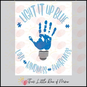 Light It up Blue - Autism - Lightbulb - Handprint Art - Keepsake ...